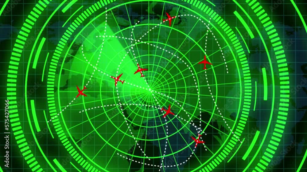 Enemy Air Plane Location Track On Radar Display. air Travel Radar ...