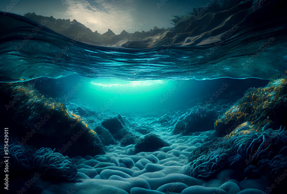seabed in the ocean. coral reefs in the sea. underwater landscape ...