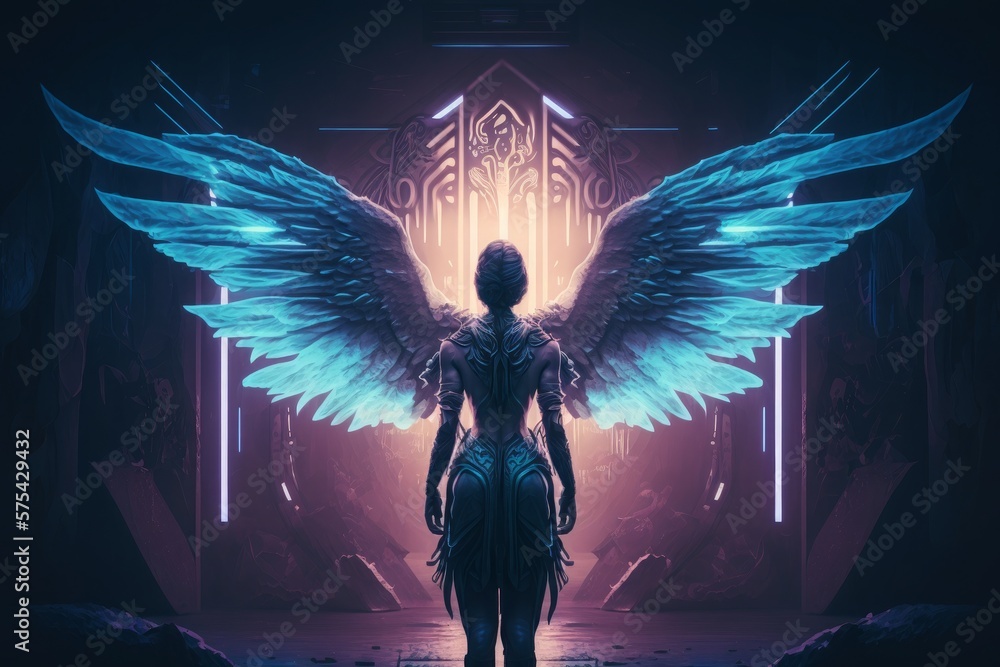 guardian angel futuristic AI looking away created with Generative AI ...