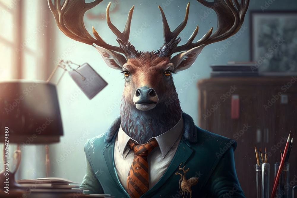 Stylishly Unique: 3D Rendered Whimsical Character Design of a Deer in ...
