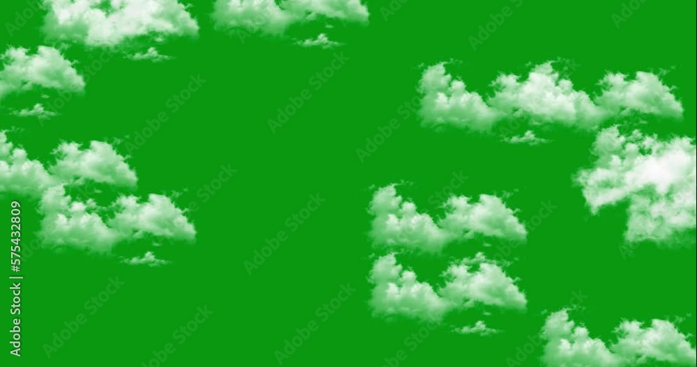 Moving Clouds animation on green screen background, 4k white clouds for ...
