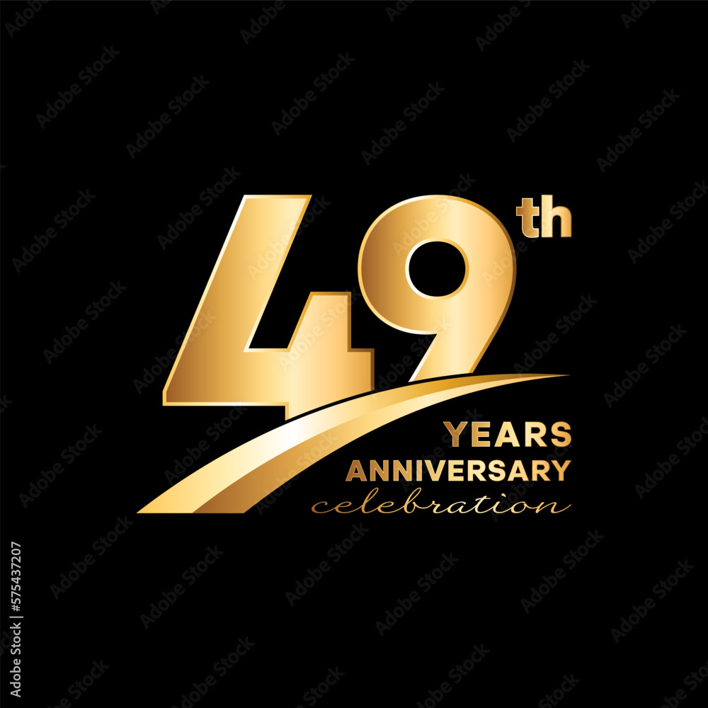 49th Anniversary logo design with golden number and text isolated on ...