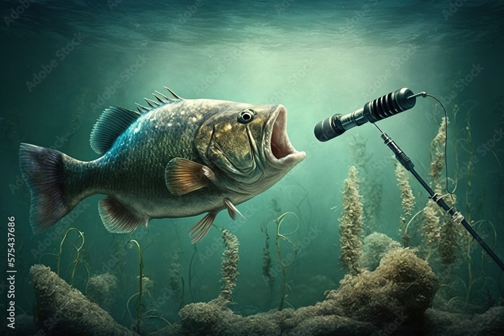 an illustration of an abstract voice phishing scam concept with a fish ...