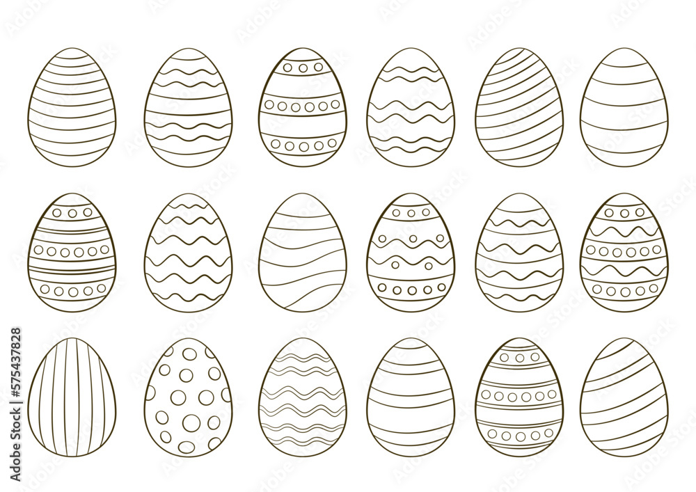 Easter eggs outline. Cartoon. Vector illustration. Isolated on white background Stock Vector ...
