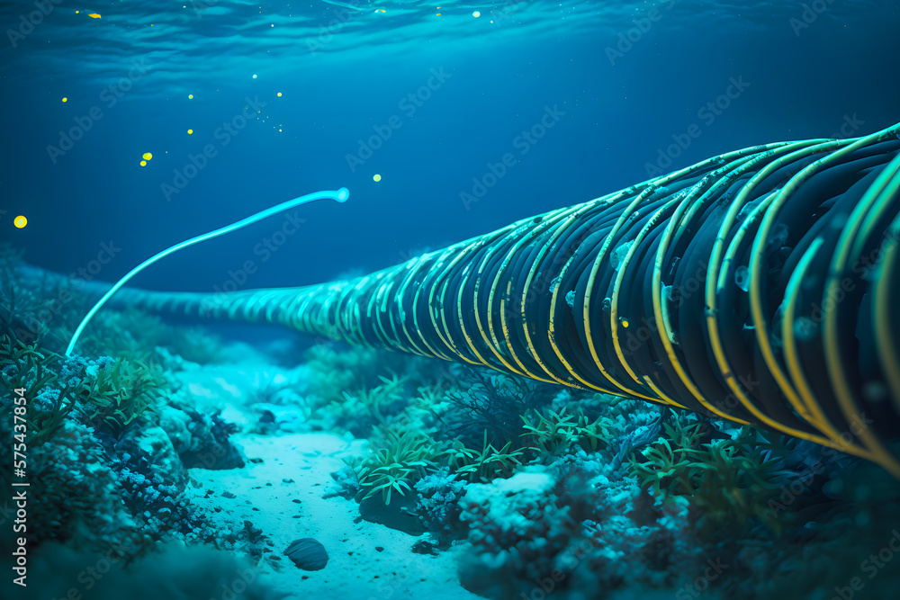 Communication cable laid at the bottom of the sea, fiber optic, telephone Internet and other ...