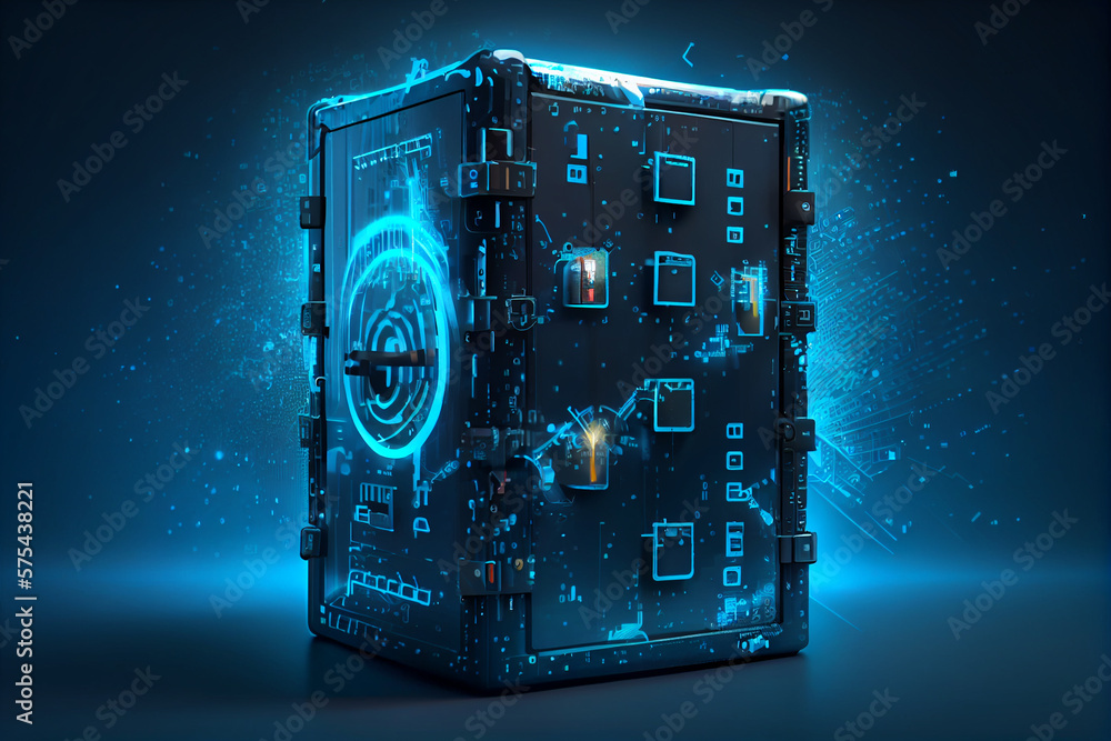 Cyber security concept and digital data protection with a locker in a ...