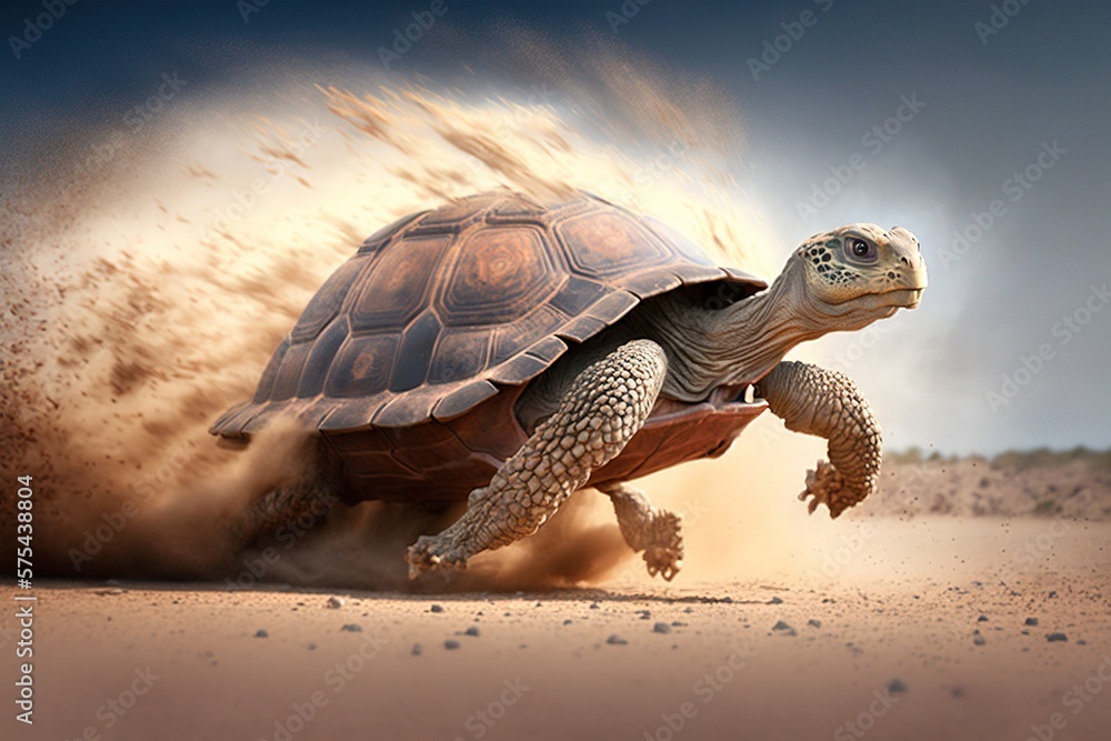 Turtle Running With Supersonic Speed Created With Generative Ai
