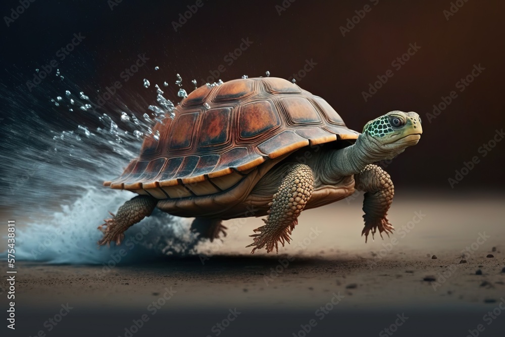 Turtle running with supersonic speed, created with Generative AI ...