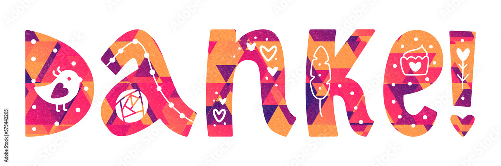 Danke Modern calligraphy. Hand drawn lettering danke isolated on the ...