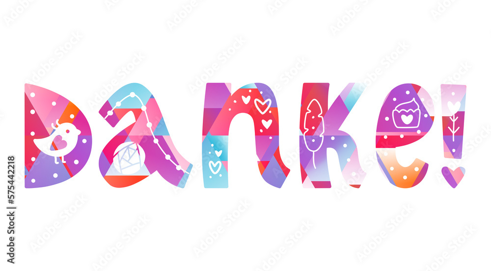 Danke Modern calligraphy. Hand drawn lettering danke isolated on the ...