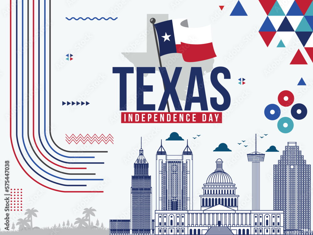 Texas Independence Day banner with Texas flag, colors theme background ...