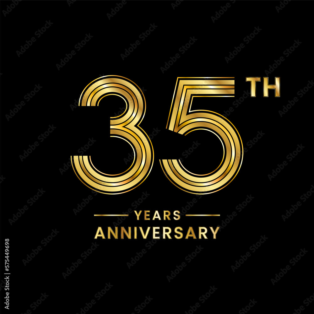 35th Anniversary logo design with golden number and text for ...