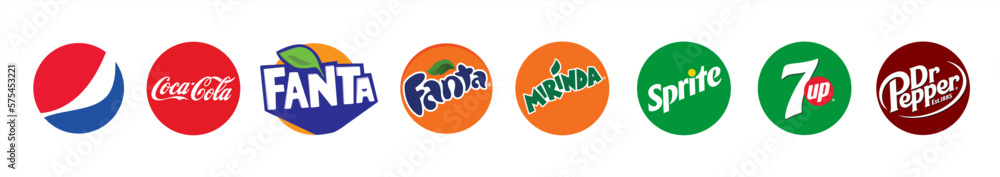 Vecteur Stock Pepsi, Coca-Cola, Sprite, Fanta. Company logo. Pepsi and ...
