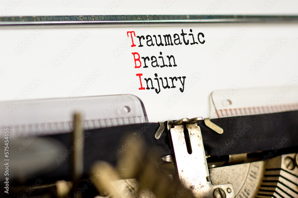 TBI traumatic brain injury symbol. Concept words TBI traumatic brain ...