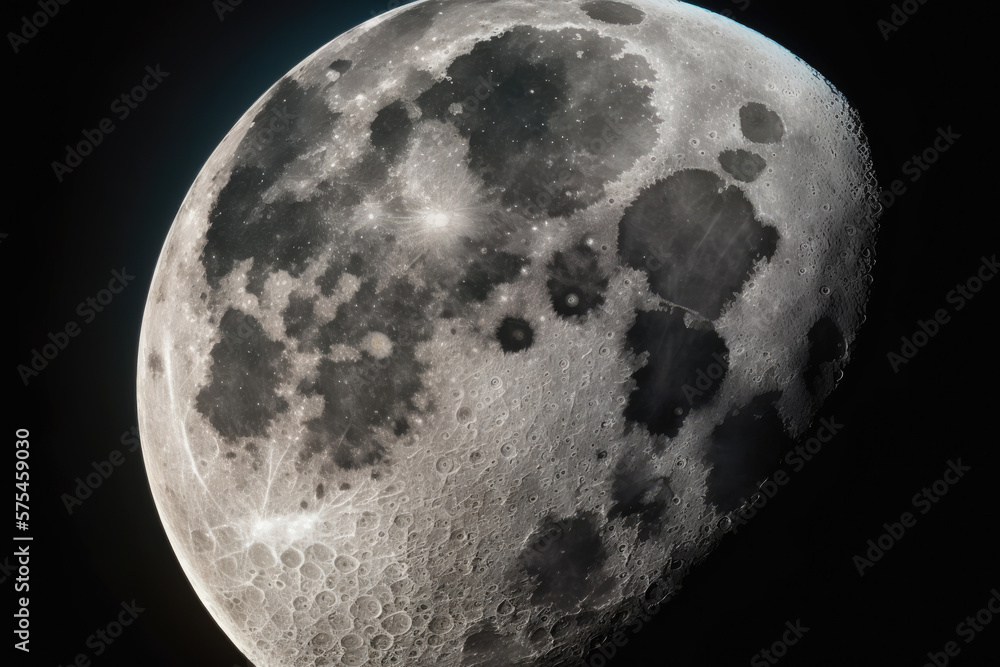 photograph of moon in the waning gibbous lunar phase , ai generated ...