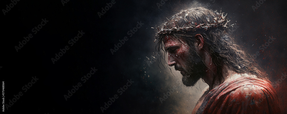 Jesus Christ, The savior of mankind. 5:2 Banner. Generative AI Stock ...