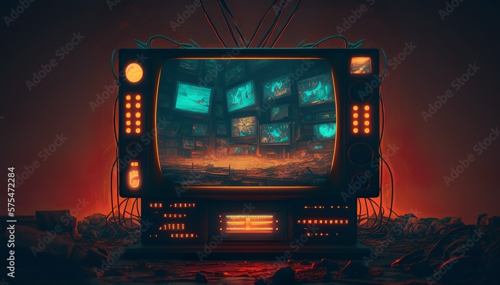 Cyberpunk interface and sci-fi ui control panel with monitor screen and ...