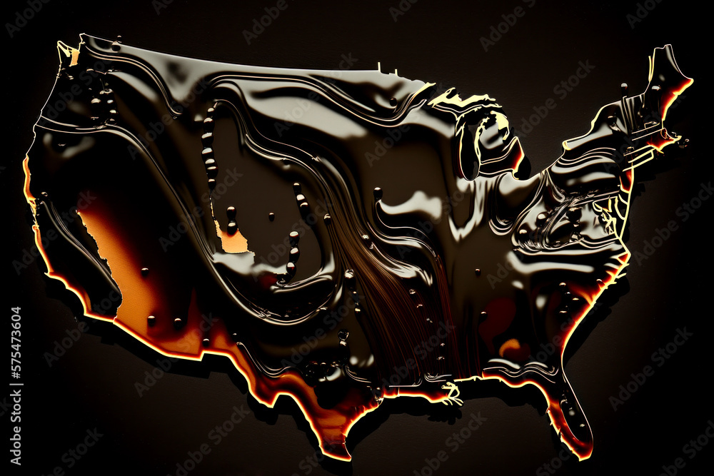 Map of the USA made from oil. Fuel and energy concept. Generative ai ...