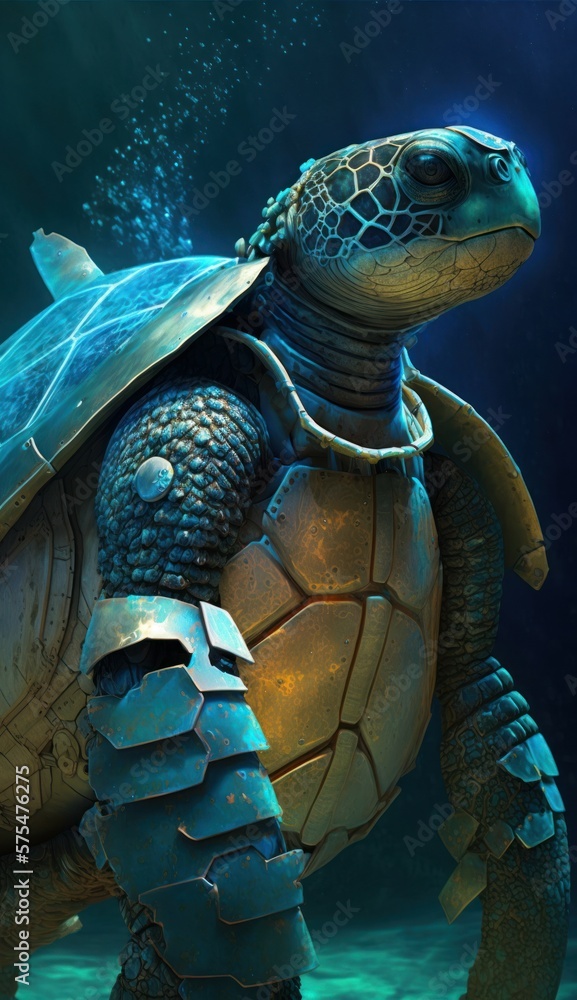 Stylish Futuristic Animal sea turtle Combat Armor: A Cute and Cool ...