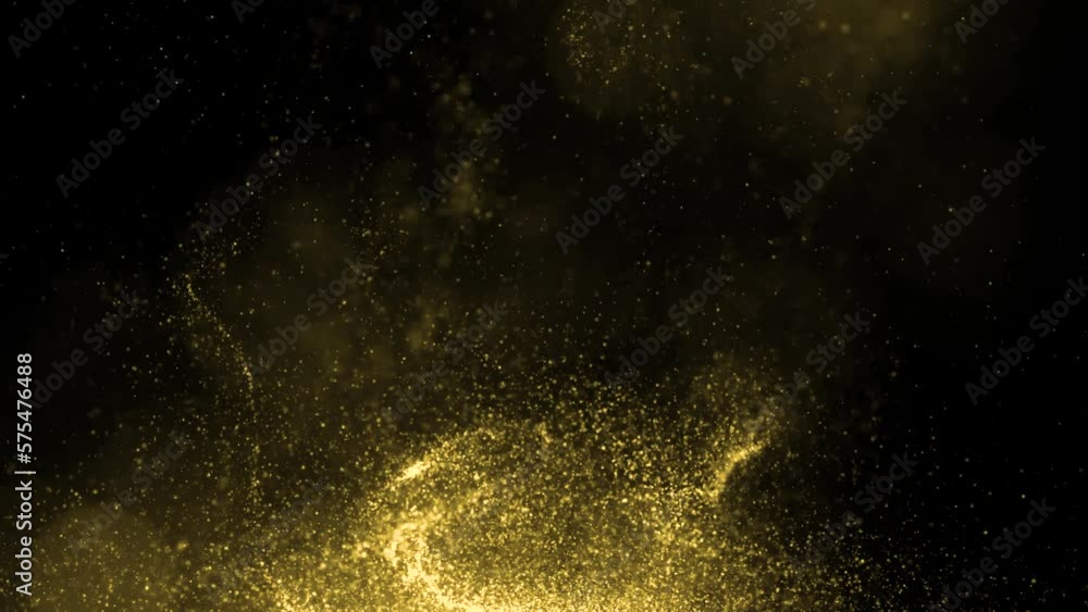 Particle gold dust flickering on black background. Gold Particles ...