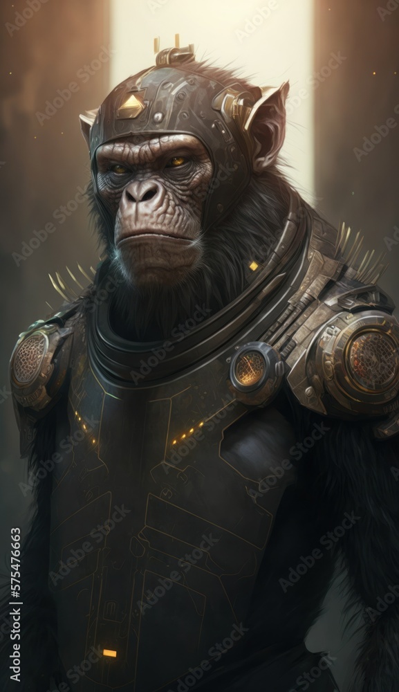 Stylish Futuristic Animal Chimpanzee Combat Armor: A Cute and Cool ...