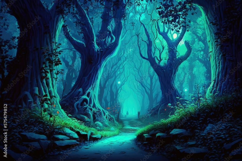 A magical forest straight out of a fairy tale, complete with towering ...