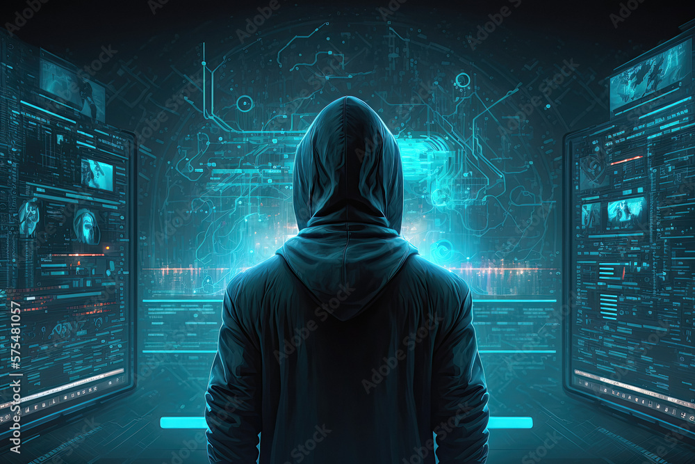 hacker or a programmer working on a virtual digital dashboard - AI ...