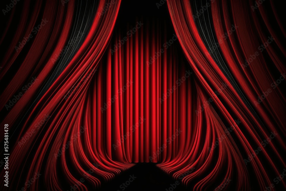 Pull back the curtain on the stage. Stage red theatrical drapery, as ...