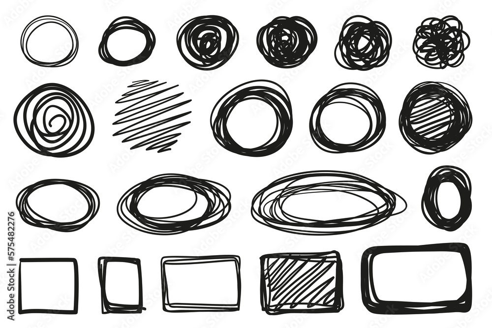 Hand drawn geometric shapes on isolated white background. Abstract ...