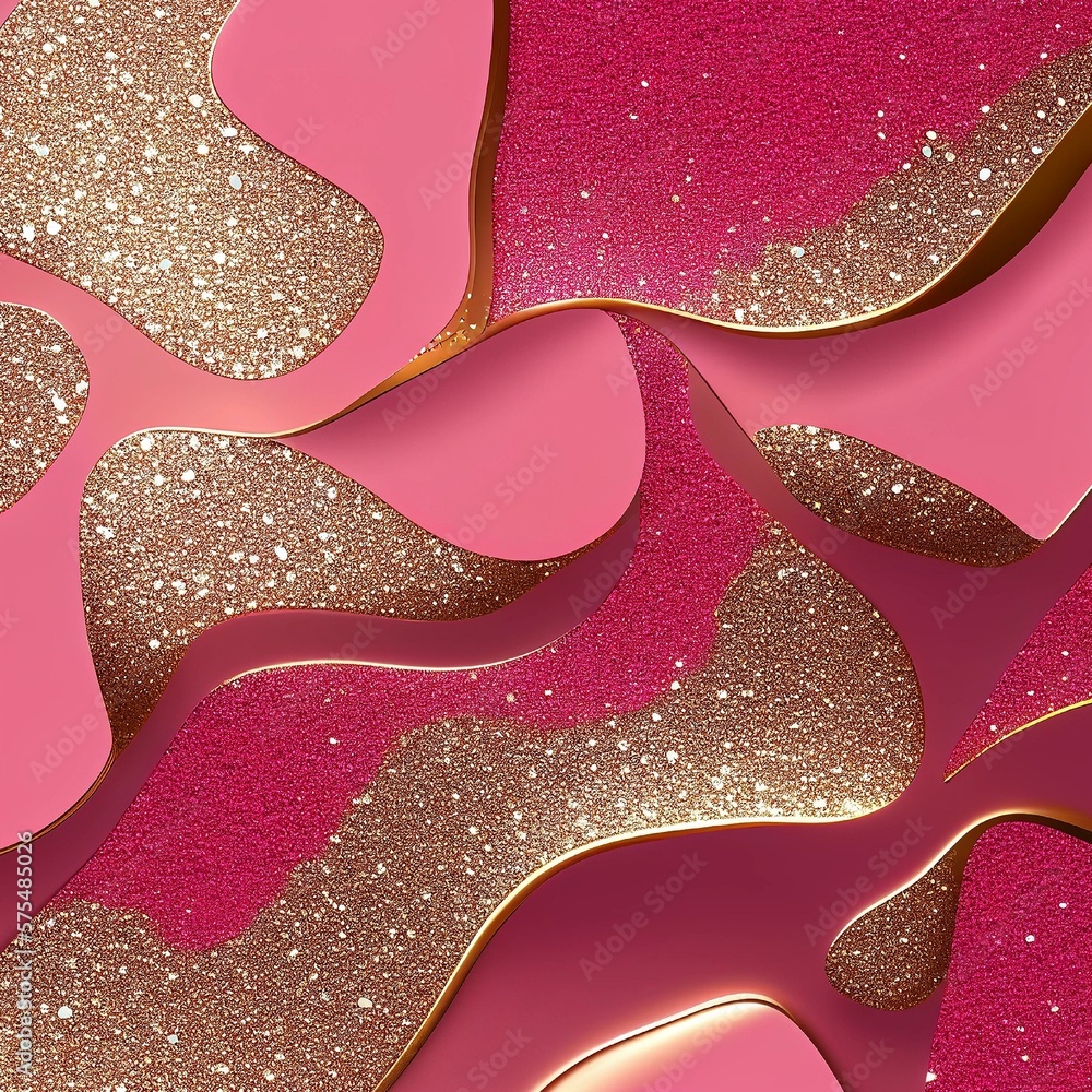 Abstract Pink Background, Digital Paper, Pink Glitter, Wavy Shape, Cute ...