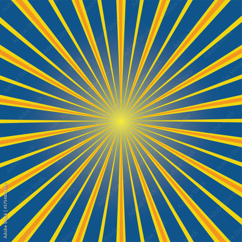 Retro comic book square ray background. Vintage yellow orange sun rays ...