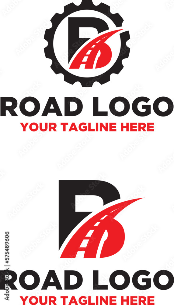 B letter with road logo, road icon, highway, roadway, path icon, logo ...