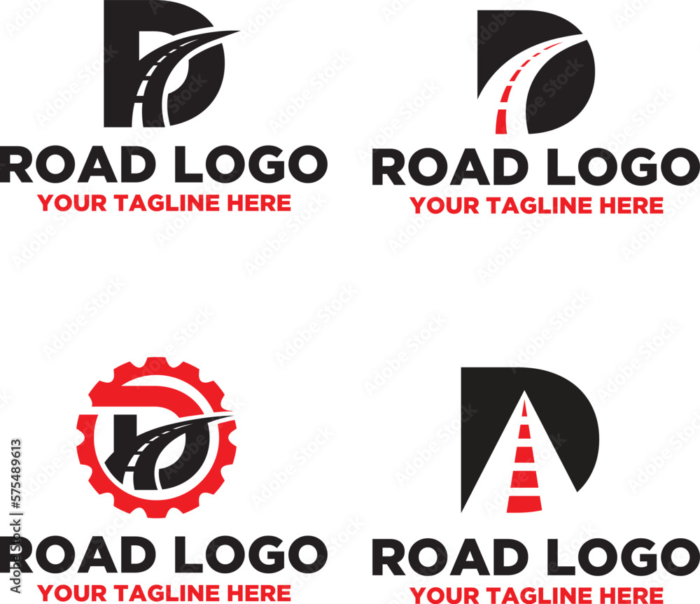 D letter with road logo, road icon, highway, roadway, path icon, logo ...