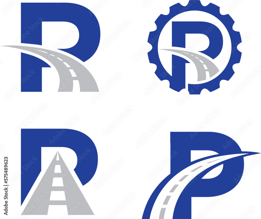 P letter with road logo, road icon, highway, roadway, path icon, logo ...