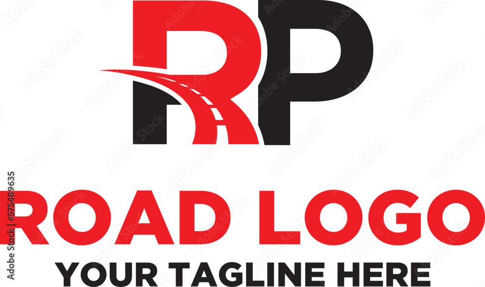 RP letter with road logo, road icon, highway, roadway, path icon, logo ...