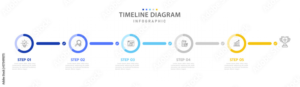 Infographic template for business. 5 Steps Modern Timeline diagram ...