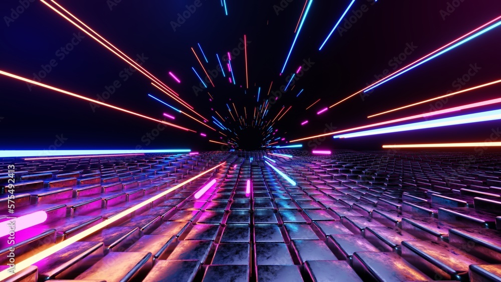 3d technology abstract neon light background, empty space scene ...