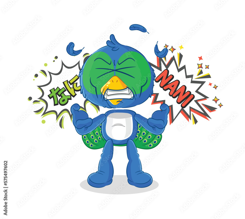 peacock anime angry vector. cartoon character Stock Vector | Adobe Stock