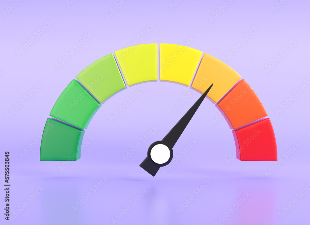 3d render speed metering icon. Minimum and maximum measuring dial ...