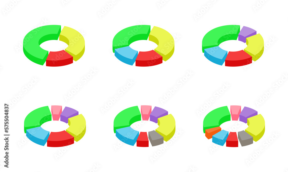 Pie chart set. Diagrams,isometric pie charts vector illustration Stock ...