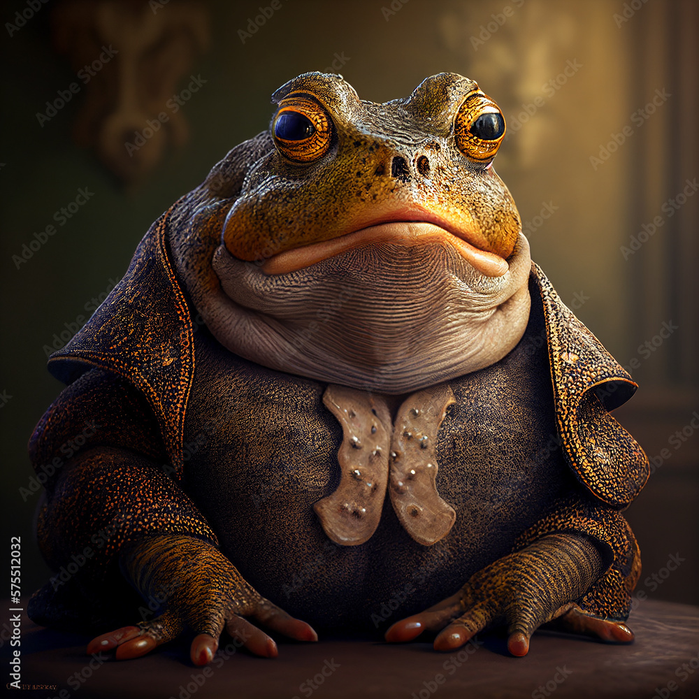 Realistic lifelike overweight fat frog toad in Medieval Renaissance ...