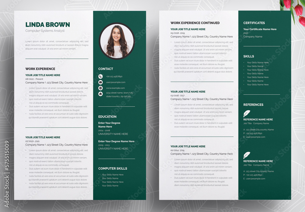 Computer System Company Resume Design Template Stock Template | Adobe Stock