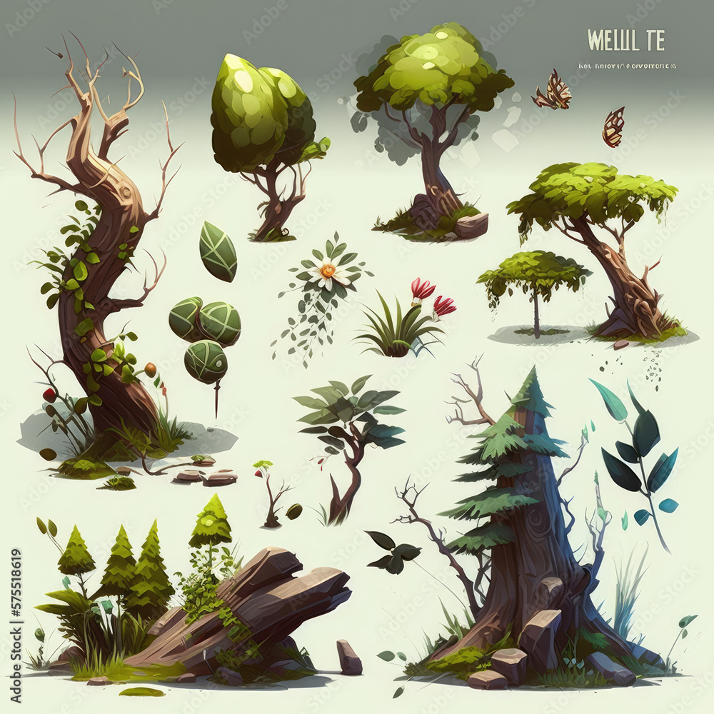 Realism: A sprite sheet prop for a fantasy forest theme. Stock ...
