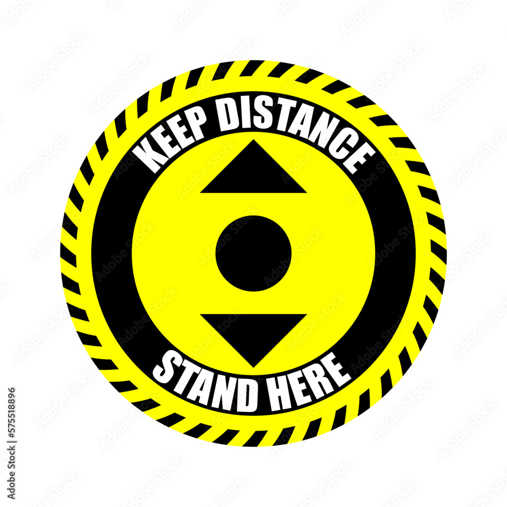 Footprint floor sticker, foot steps in circle, keep distance waiting in ...