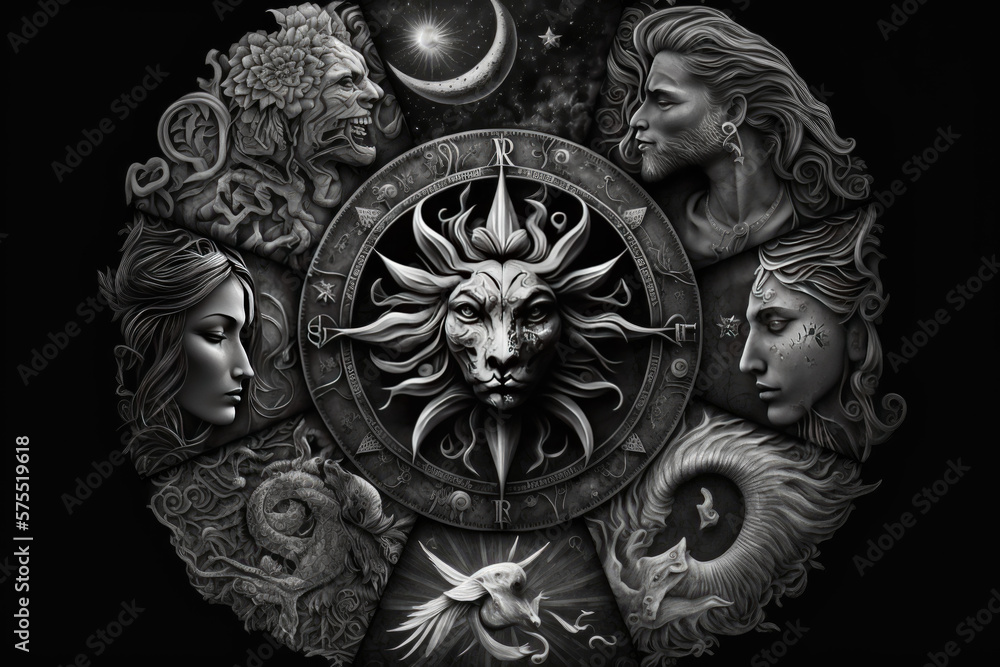 Gothic zodiac symbols art is a style that blends the dark and ...