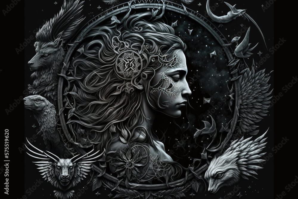 Gothic zodiac symbols art is a style that blends the dark and ...