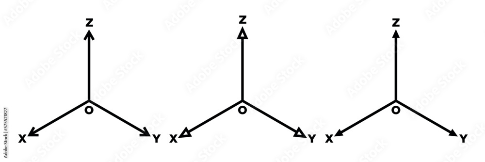 Graph icon. XYZ coordinate system with direction arrows. Symbol of ...