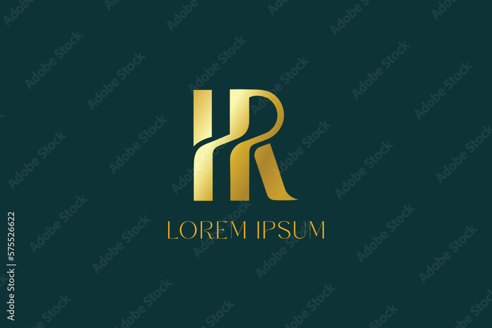 HR letter golden typography brand logo design, hr beauty logo, hr ...