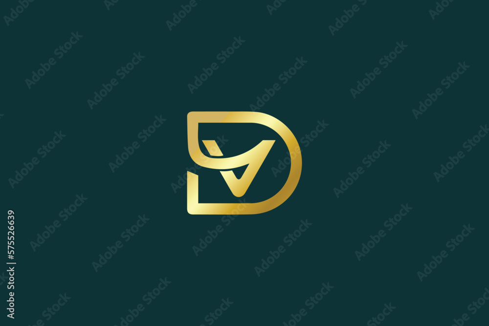 DV letter golden typography brand logo design, dv icon, dv golden logo ...