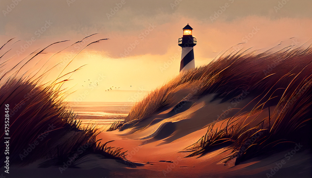 Generative AI abstract render of a Lighthouse in a fantasy coastal ...